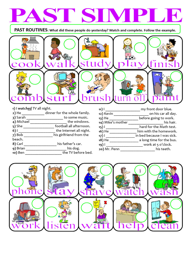 Past Simple Regular Verbs Past Routines Information Gap Activities ...