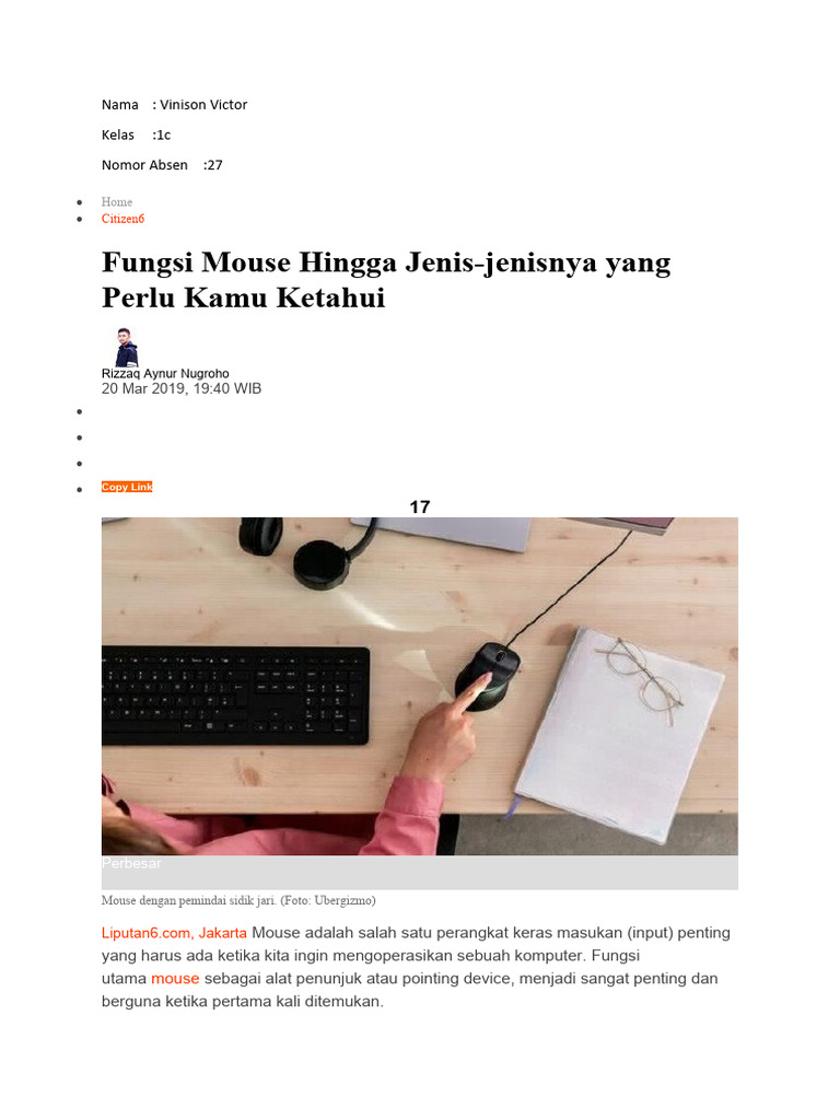 Fungsi dan Jenis-Jenis Mouse Komputer | PDF