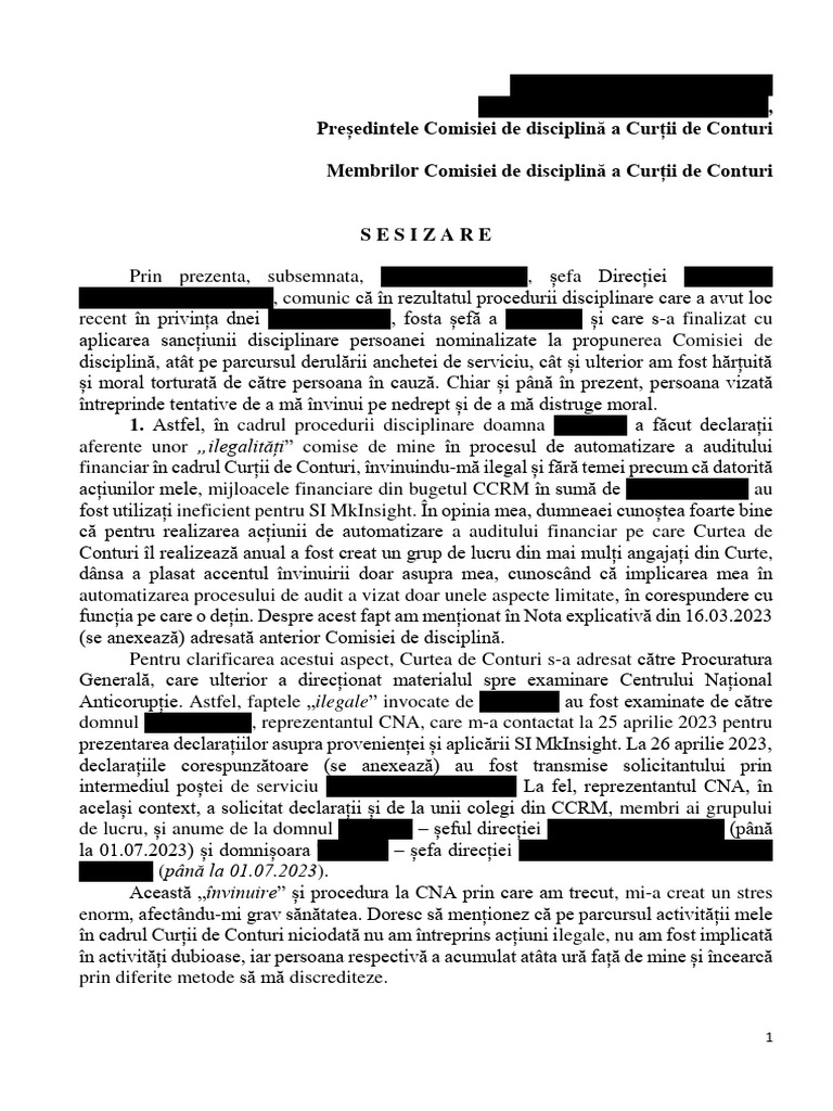 Sesizare Comisia de Disciplină | PDF