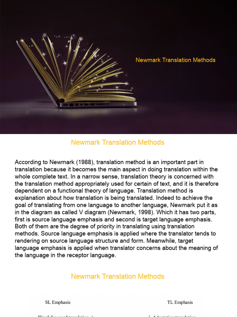 Newmark's Translation Methods Explained | PDF | Translations | Word