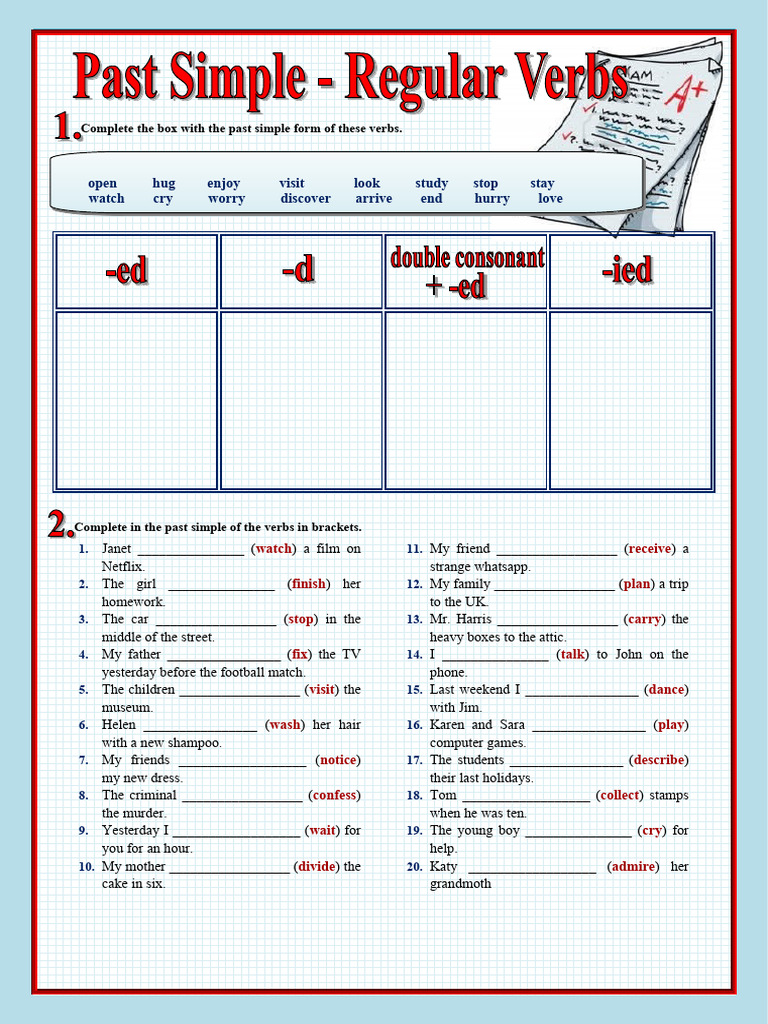 Simple Past Regular Verbs Grammar Drills Information Gap Activities ...