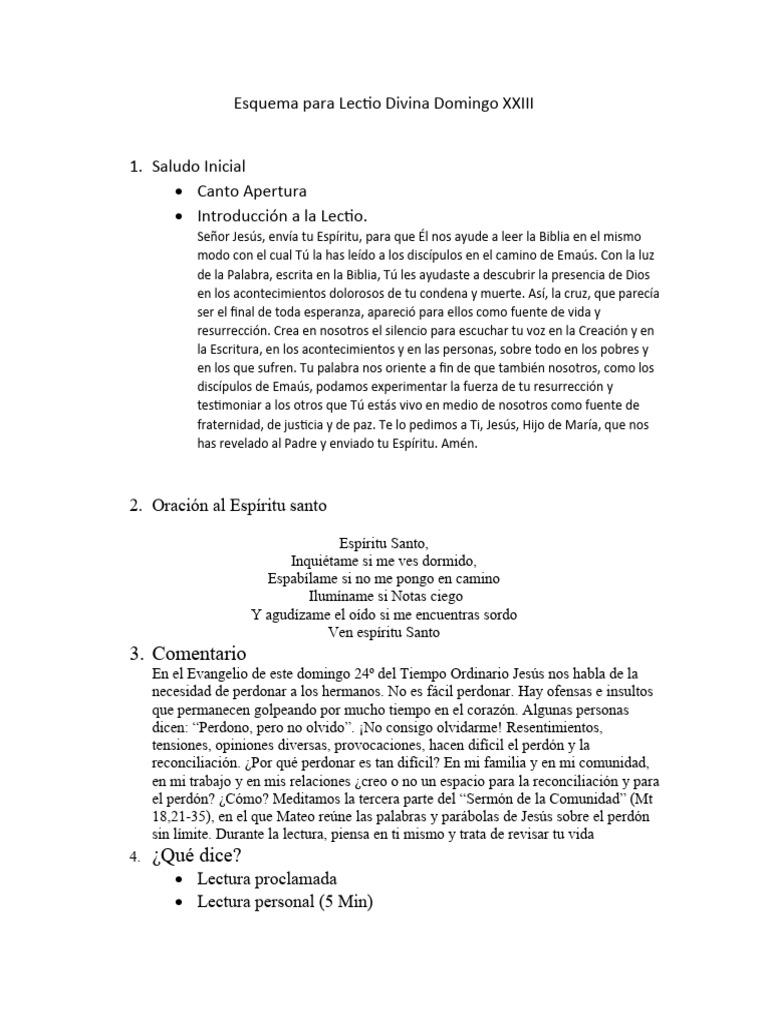Esquema para Lectio Divina Domingo XXIII | PDF | Jesús | Lectio Divina