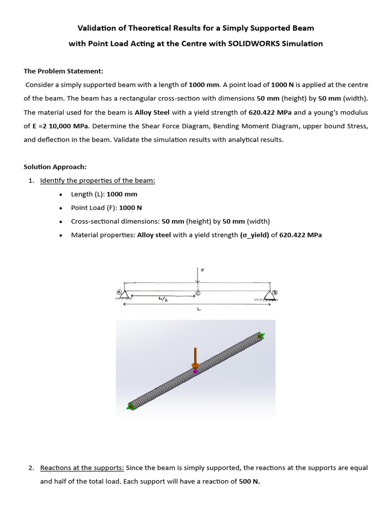 Simply Supported Beam With Point Load | PDF | Bending | Beam (Structure)