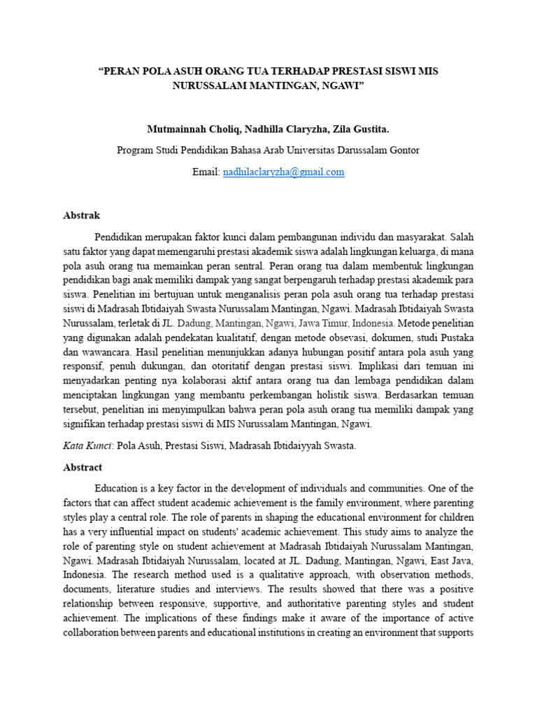 Peran Pola Asuh | PDF