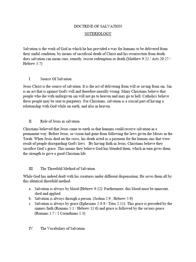 Doctrine of Salvation | PDF | Salvation | Grace In Christianity