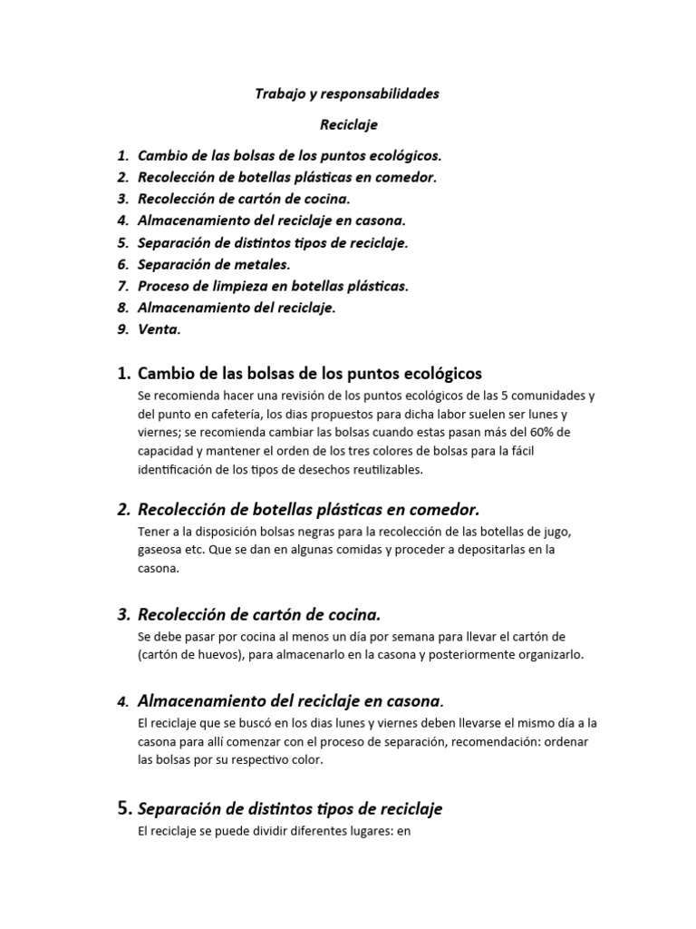 Indicaciones para Reciclaje | PDF | Residuos | Reciclaje