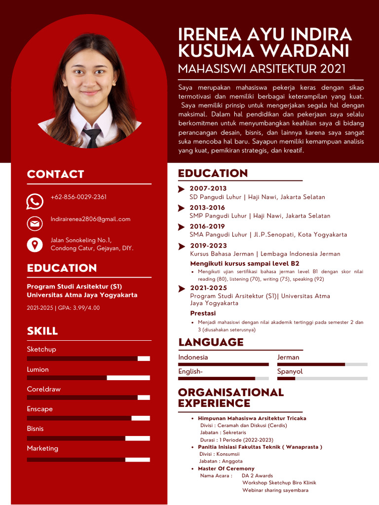CV - Irenea Ayu Indira Kusuma Wardani - 210118453 | PDF