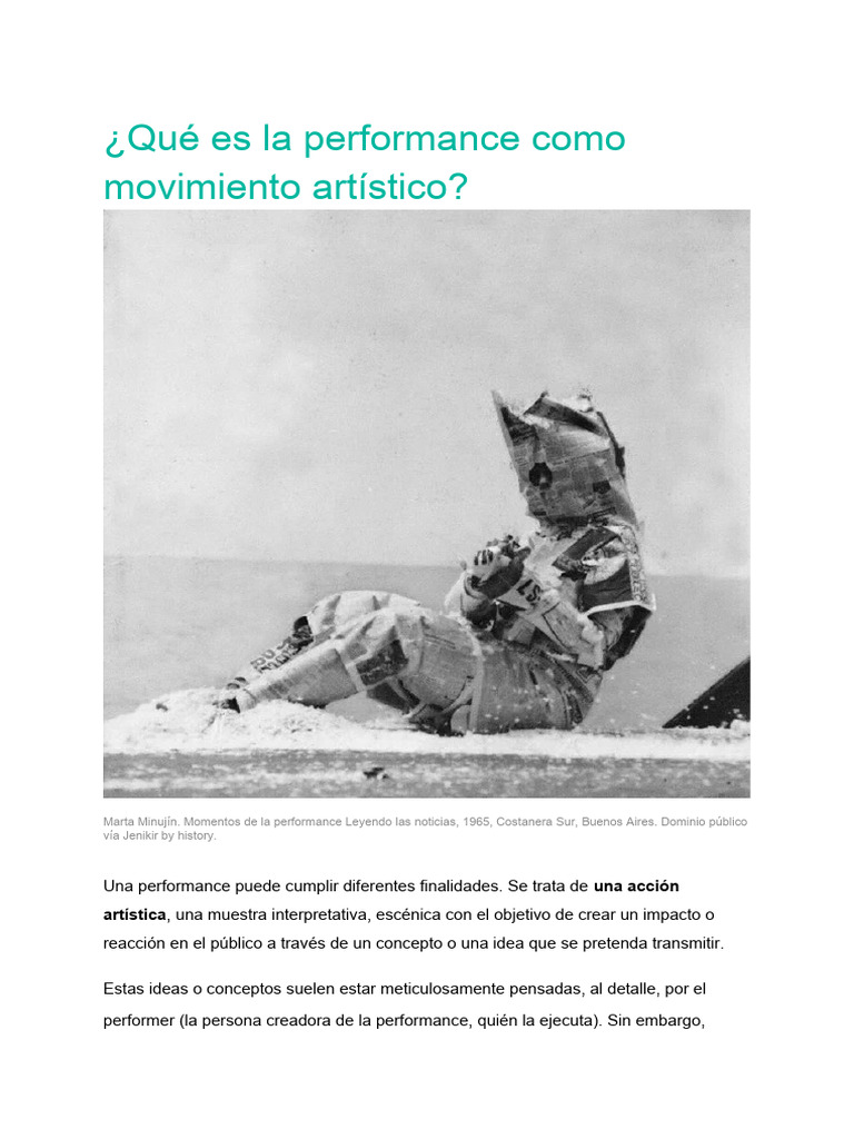 Performance | PDF | Arte de performance | Vanguardia