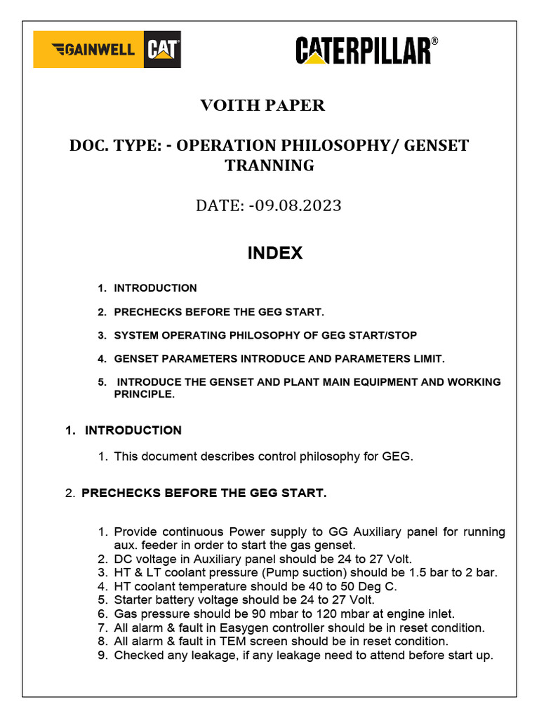 Operational Philosophy Voith Paper | PDF | Electricity | Manufactured Goods