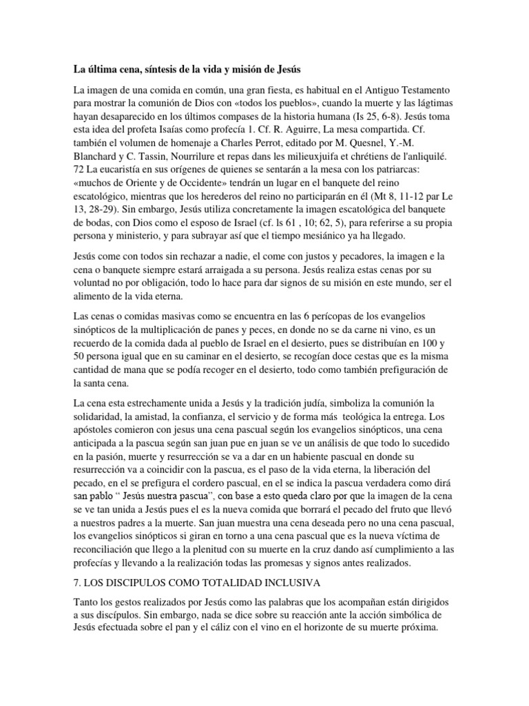 La Última Cena: Misión y Alianza | PDF | Jesús | eucaristía