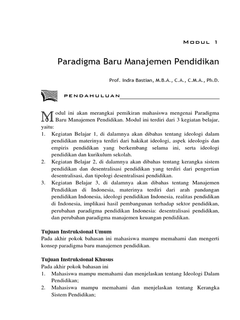 Paradigma Baru Manajemen Pendidikan | PDF | Sains & Matematika | Agama & Spiritualitas