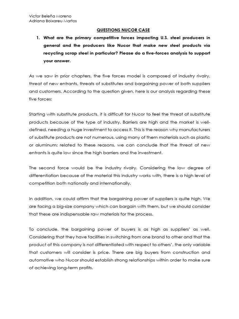 Nucor's Competitive Strategy Analysis | PDF | Swot Analysis | Strategic ...