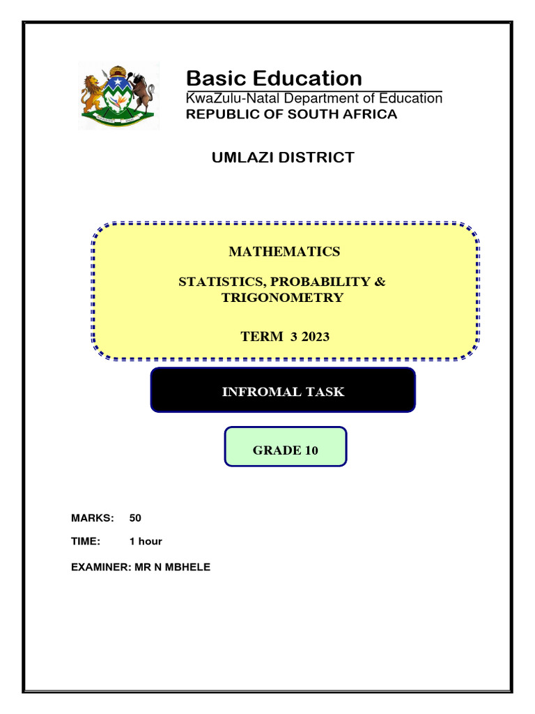 Grade 10 Term 3 Test 1.. | PDF | Mathematics Grade 10 Term 3 Test 1.. | PDF | Mathematics