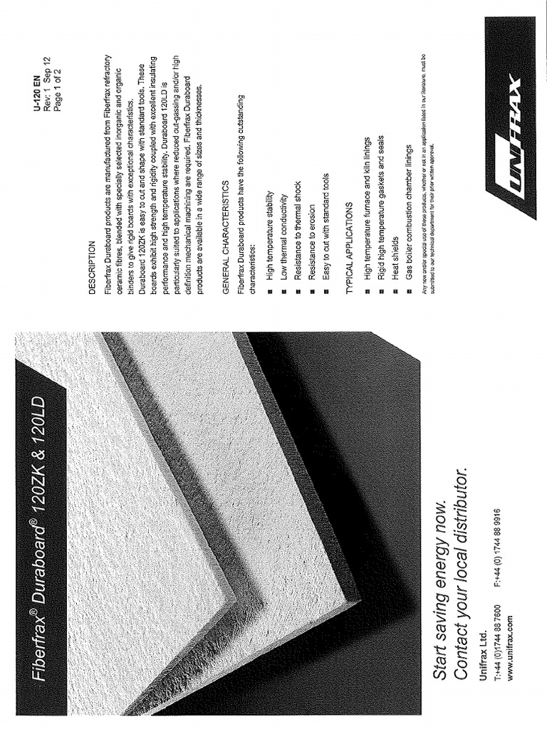 Unifrax-Fiberfrax Duraboard 120LD | PDF