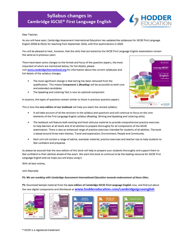 Letter To Teachers IGCSE English For Cambridge NEW | PDF | Human ...
