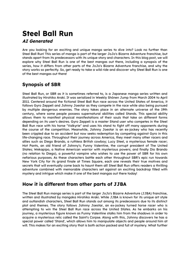 Steel Ball Run | PDF