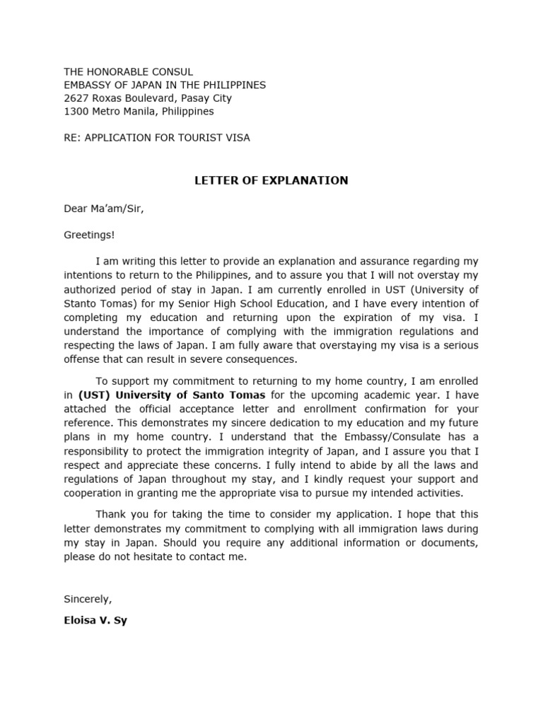 Eloisa Letter of Explanation | PDF