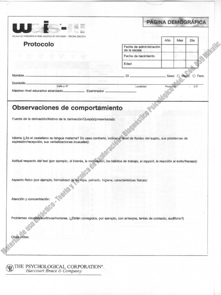 Protocolo - WAIS-III-11-14 | PDF