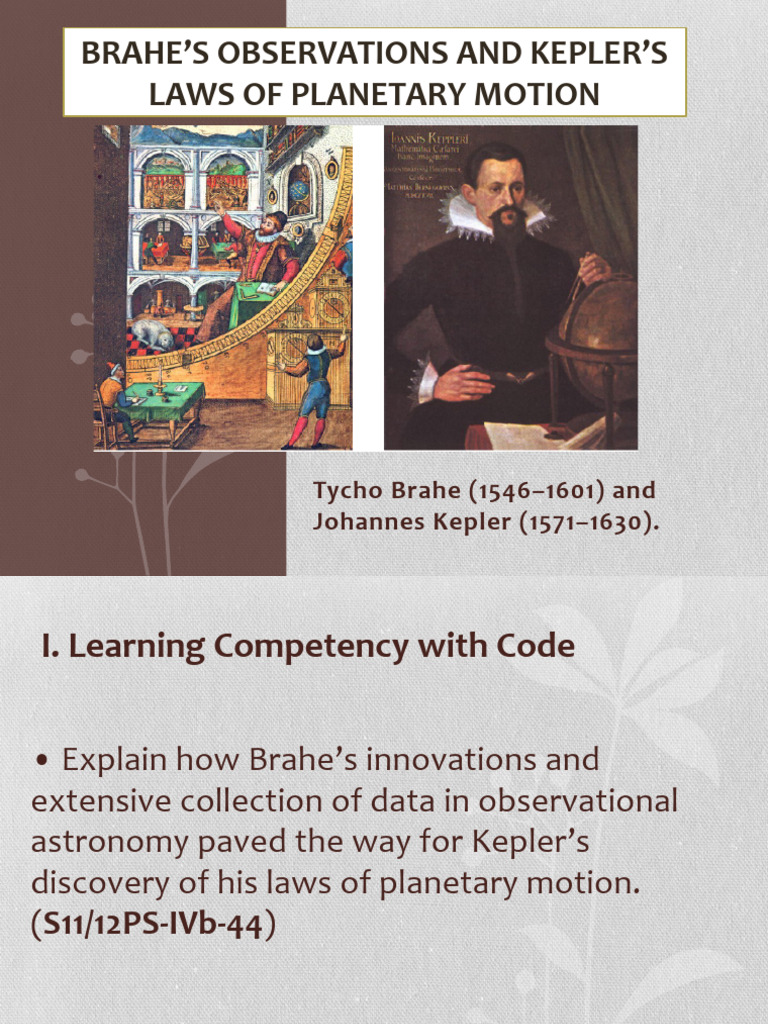 Brahe's Observations and Kepler's Laws of Planetary Motion | PDF ...