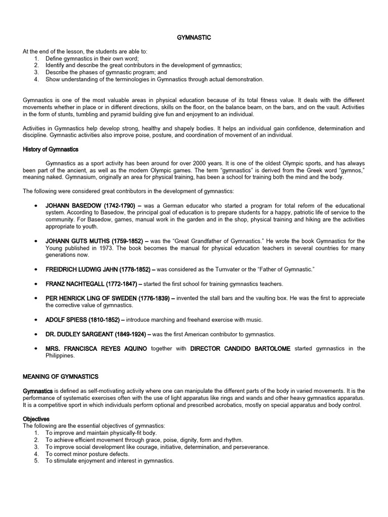 GYMNASTIC | PDF | Gymnastics | Athletic Sports