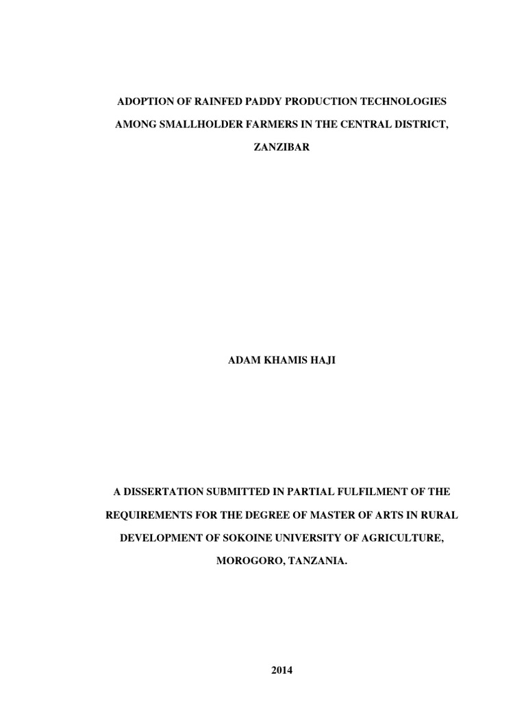 Adoption of Rainfed Paddy Production Tec | PDF | Agriculture | Paddy Field