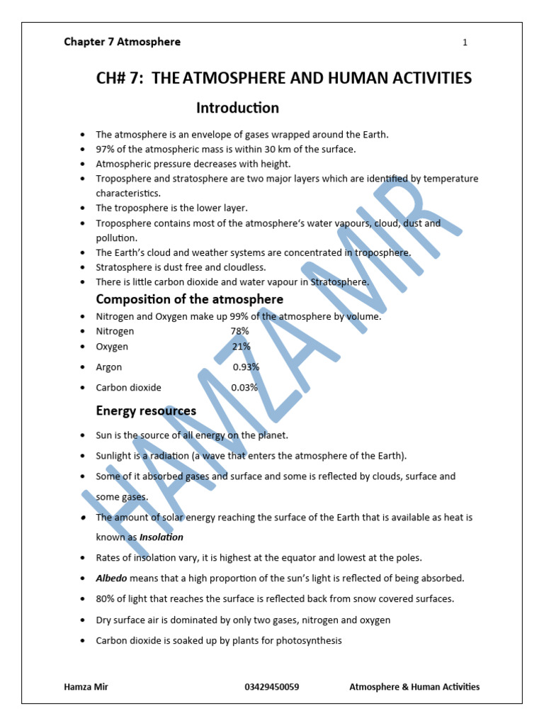CH 7 Atmosphere & Human Activities | PDF | Atmosphere Of Earth | Atmosphere
