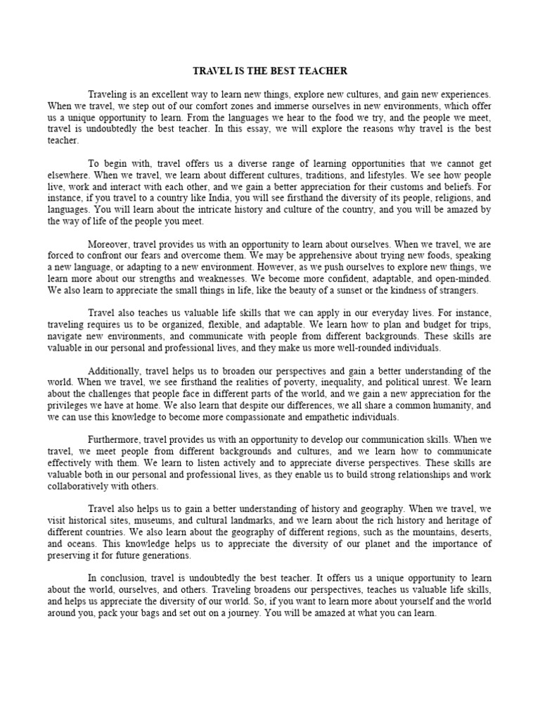 Travel Is The Best Teacher | PDF | Cognitive Science | Communication