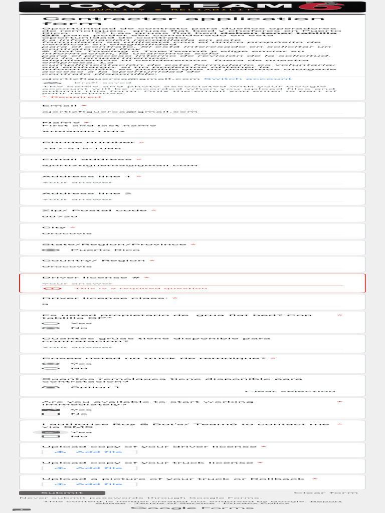 Contractor Application Form Pdf