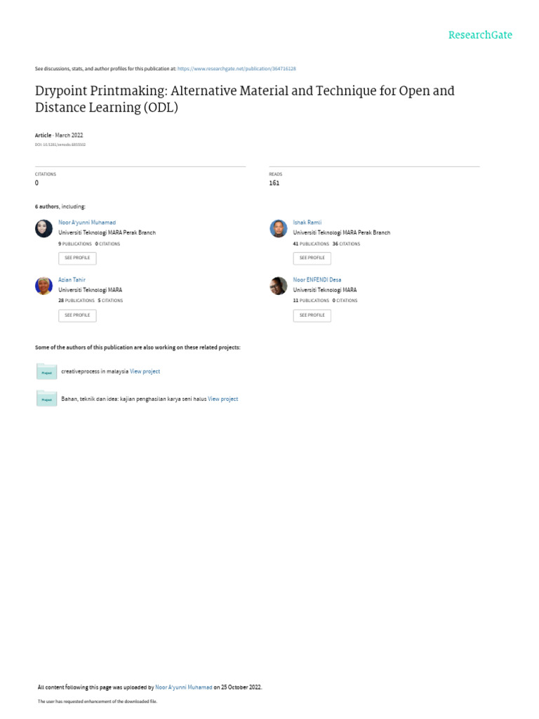 Fullpaper Drypoint Printmaking Alternative Materialand Techniqueforopenand Distancelearning ...