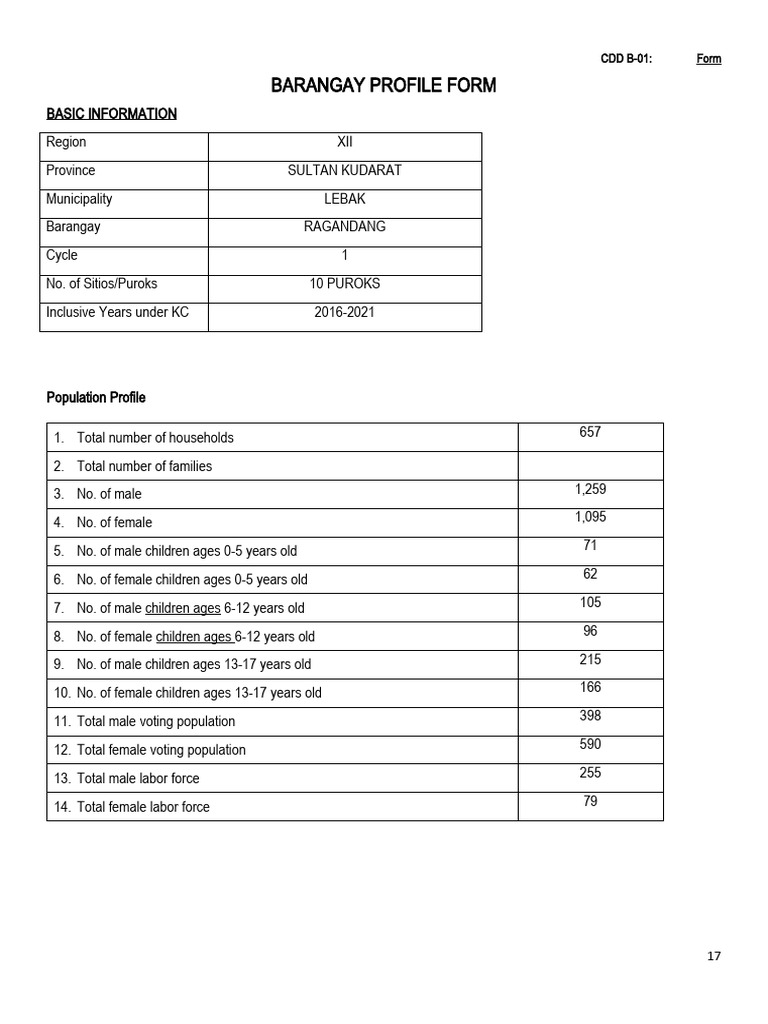 Barangay Ragandang Profile Overview | PDF | Road | Economies