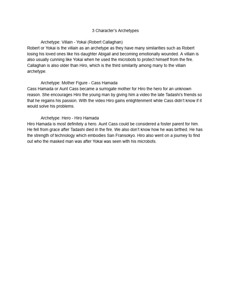 Big Hero 6 Character Archetypes | PDF