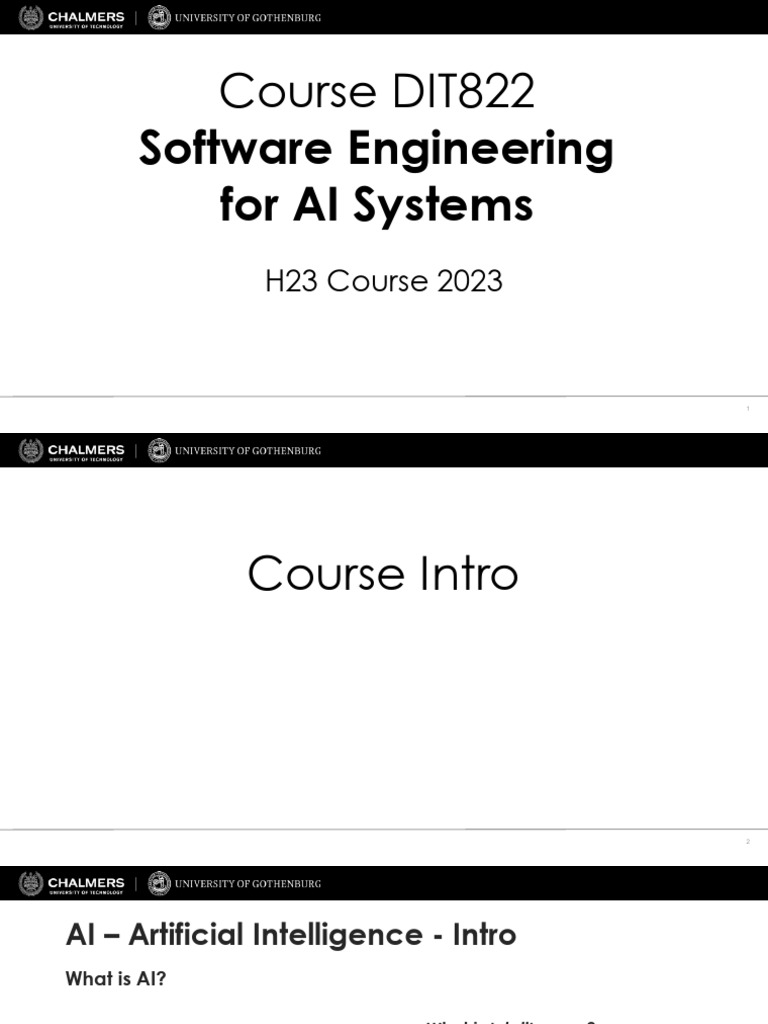 Course DIT822: Software Engineering For AI Systems | PDF | Artificial Intelligence ...