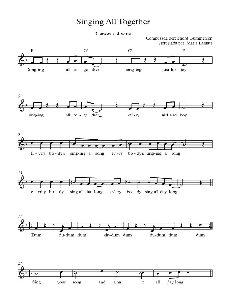 Singing All Together F 2 | PDF