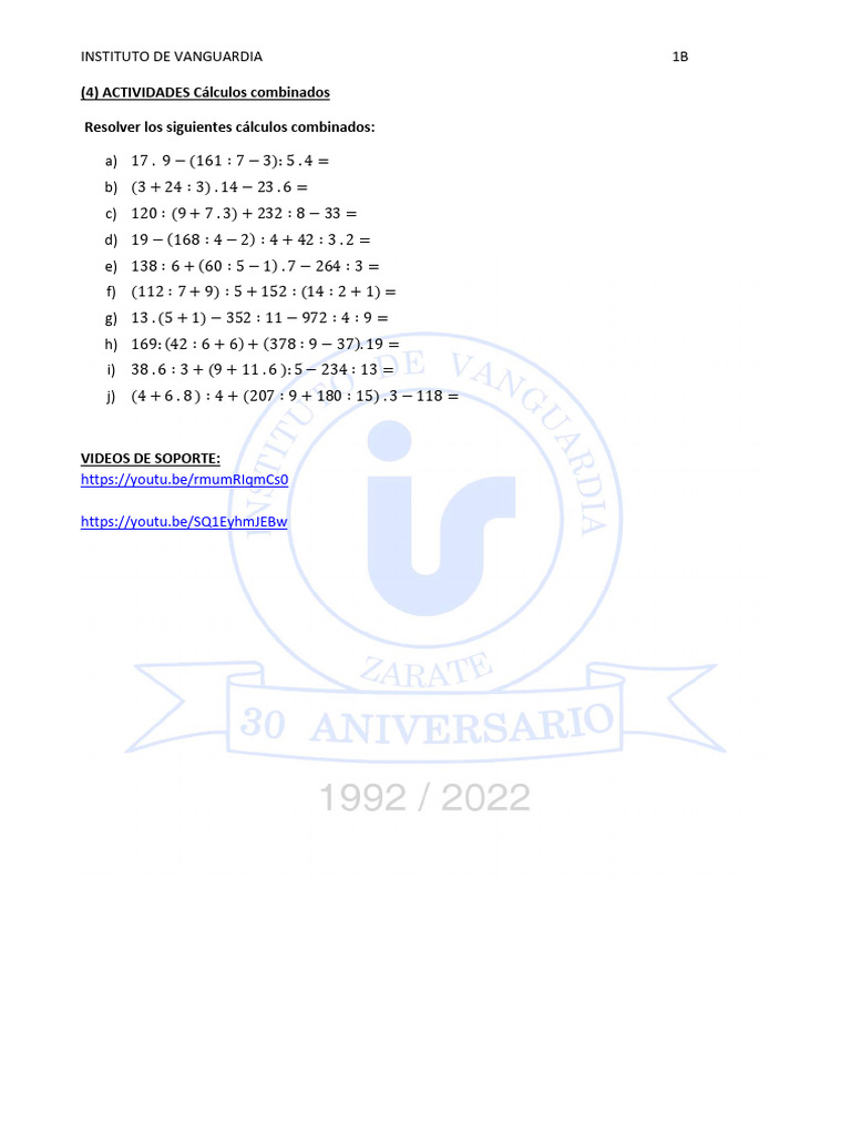 Actividad Cálculos Combinados | PDF