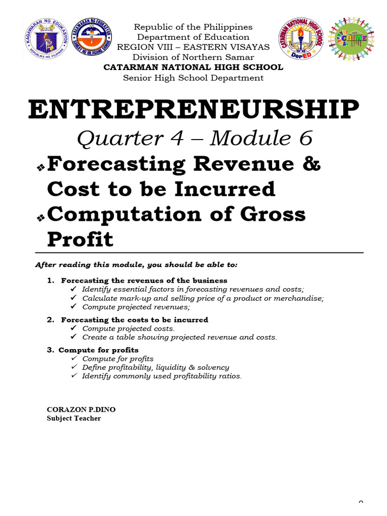 Entrep Q4 - Module 6 | PDF | Gross Income | Expense