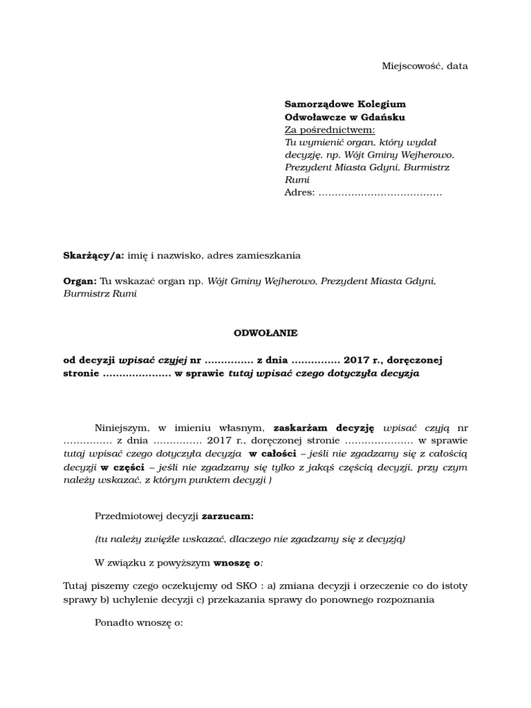 Odwolanie Od Decyzji Sko | PDF