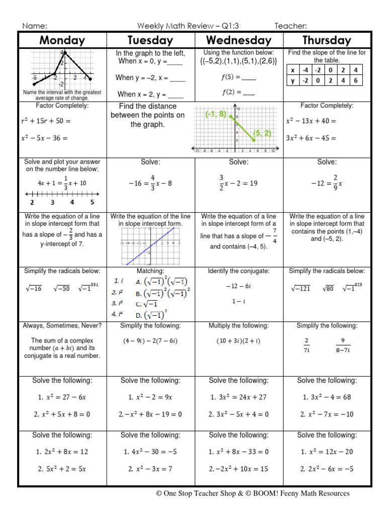 3 Math Review Q1 (Solving Quadratics) | PDF | Equations | Mathematical ...