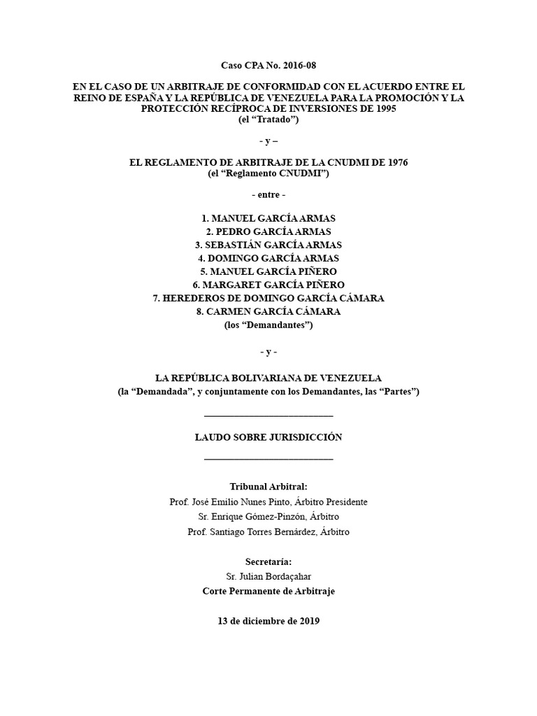Caso Arbitraje | PDF | Arbitraje | Gobierno