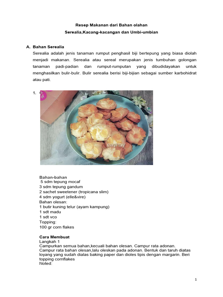 Resep Olahan Serealia dan Umbi | PDF