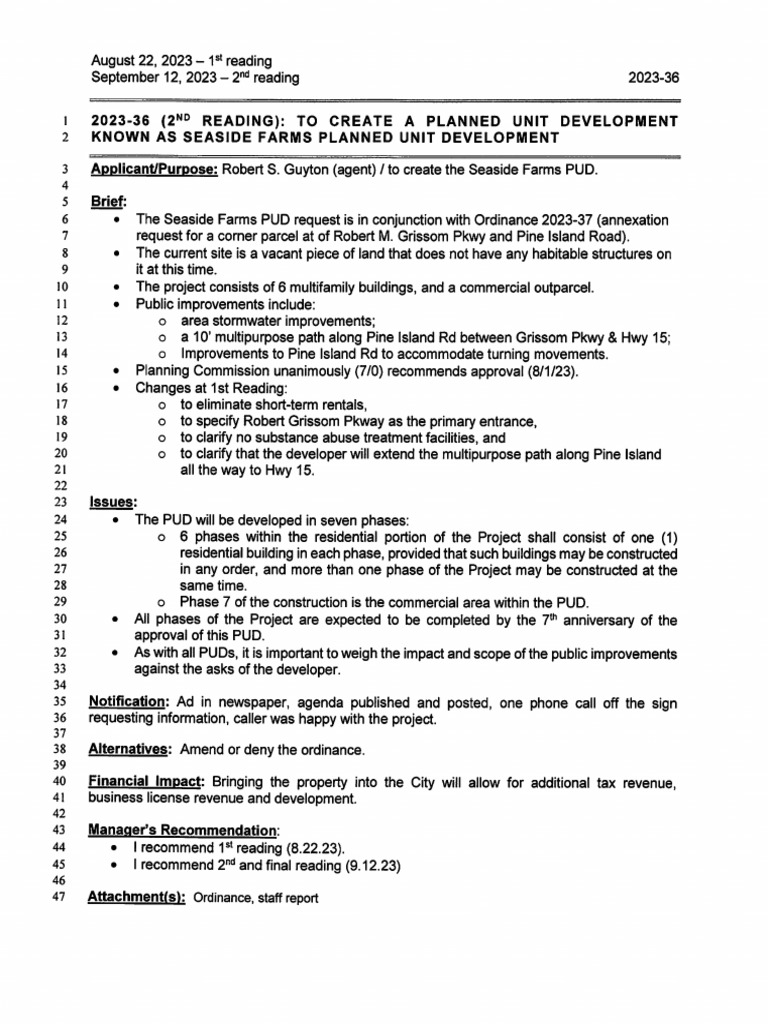 Seaside Farms Planned Unit Development | PDF
