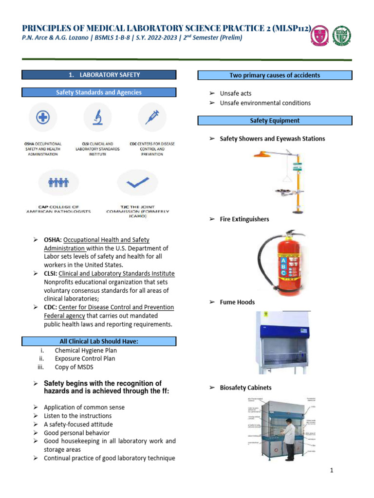 MLSP 112 Prelim | PDF | Laboratories | Personal Protective Equipment