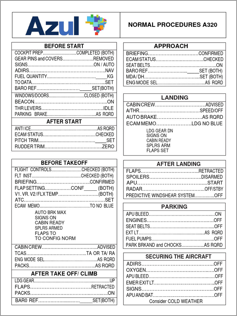 Checklist Azul (Simulação) . | PDF | Aviation | Aircraft