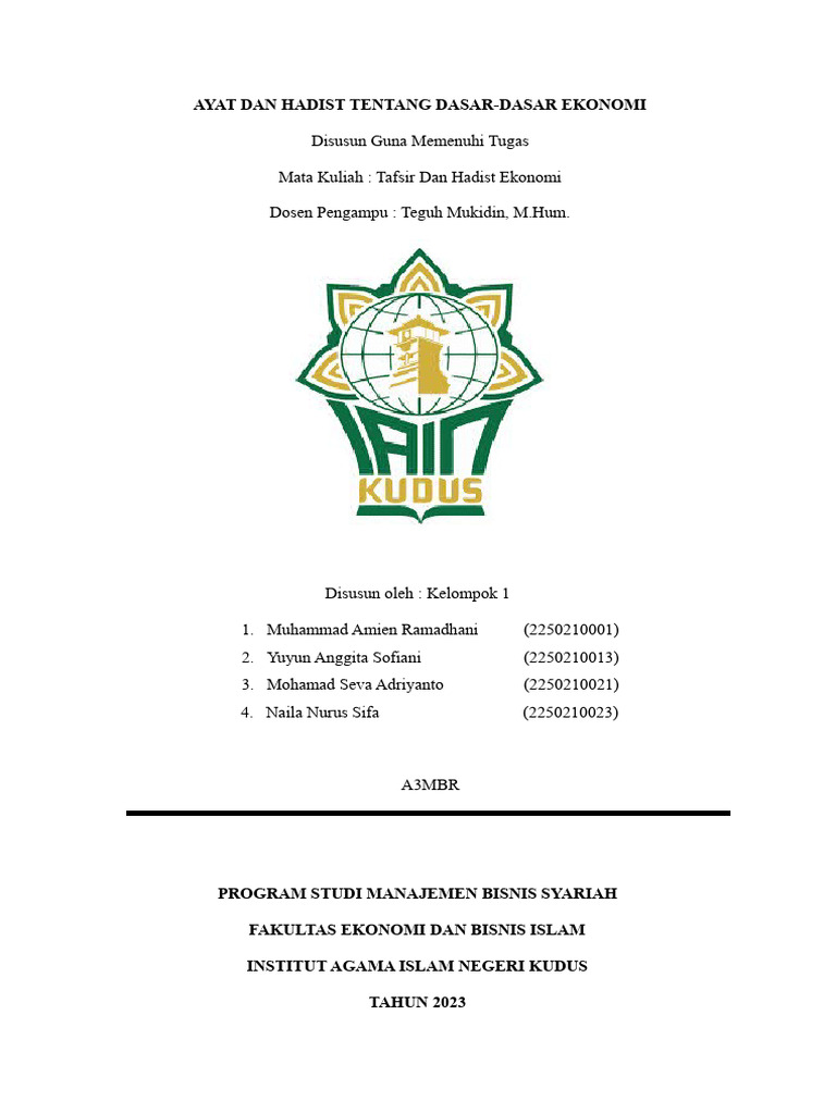 Kelompok 1 Tafsir & Hadist Ekonomi | PDF