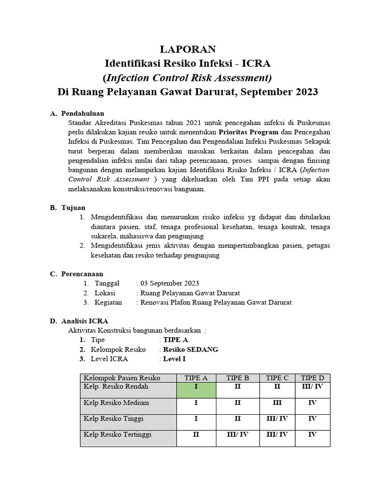 0. LAPORAN ICRA PUSKESMAS SEKAPUK | PDF