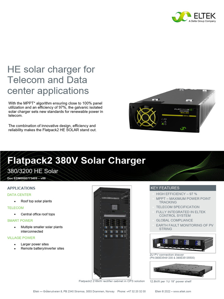 Datasheet-Flatpack2 3803200 He Solar v00 | PDF | Solar Power | Battery Charger