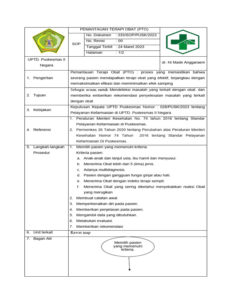 Sop Pmantauan Terapi Obat | PDF