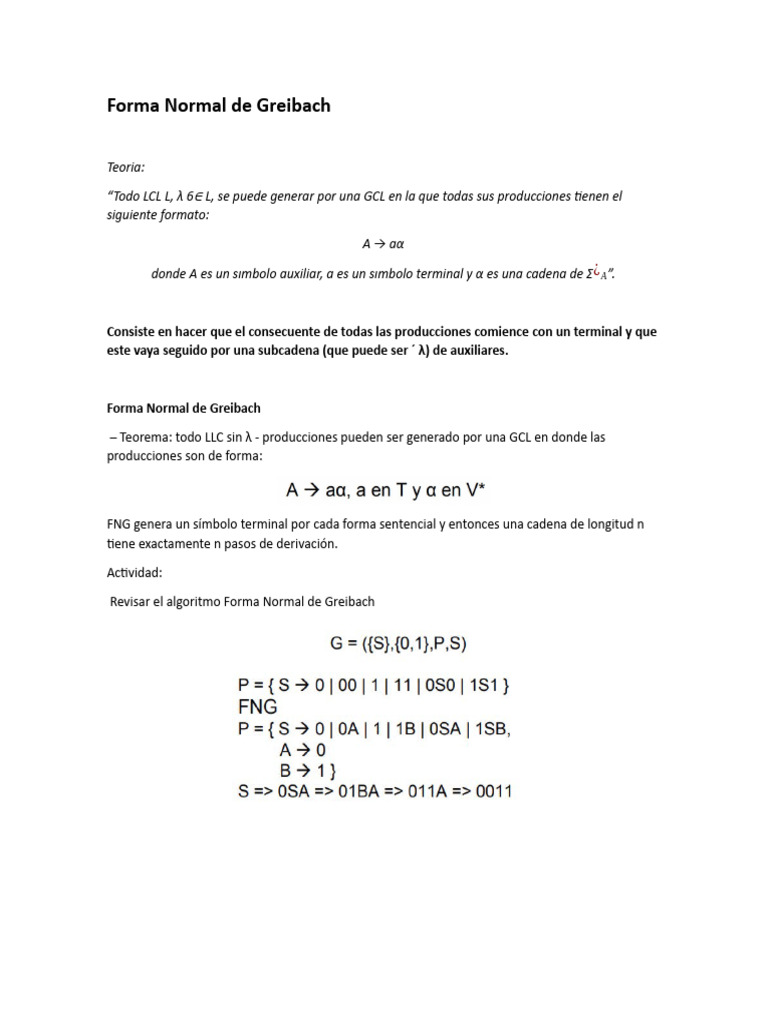 Forma Normal de Greibach | PDF