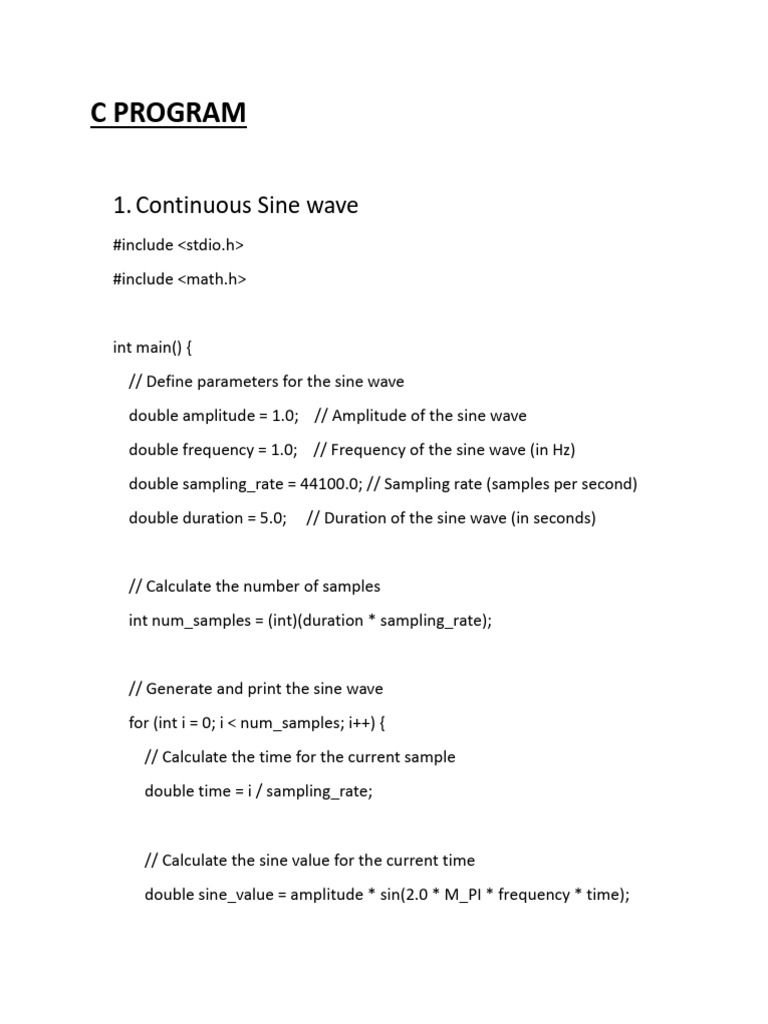 Lab1 - C PROGRAM | PDF | Amplitude | Frequency