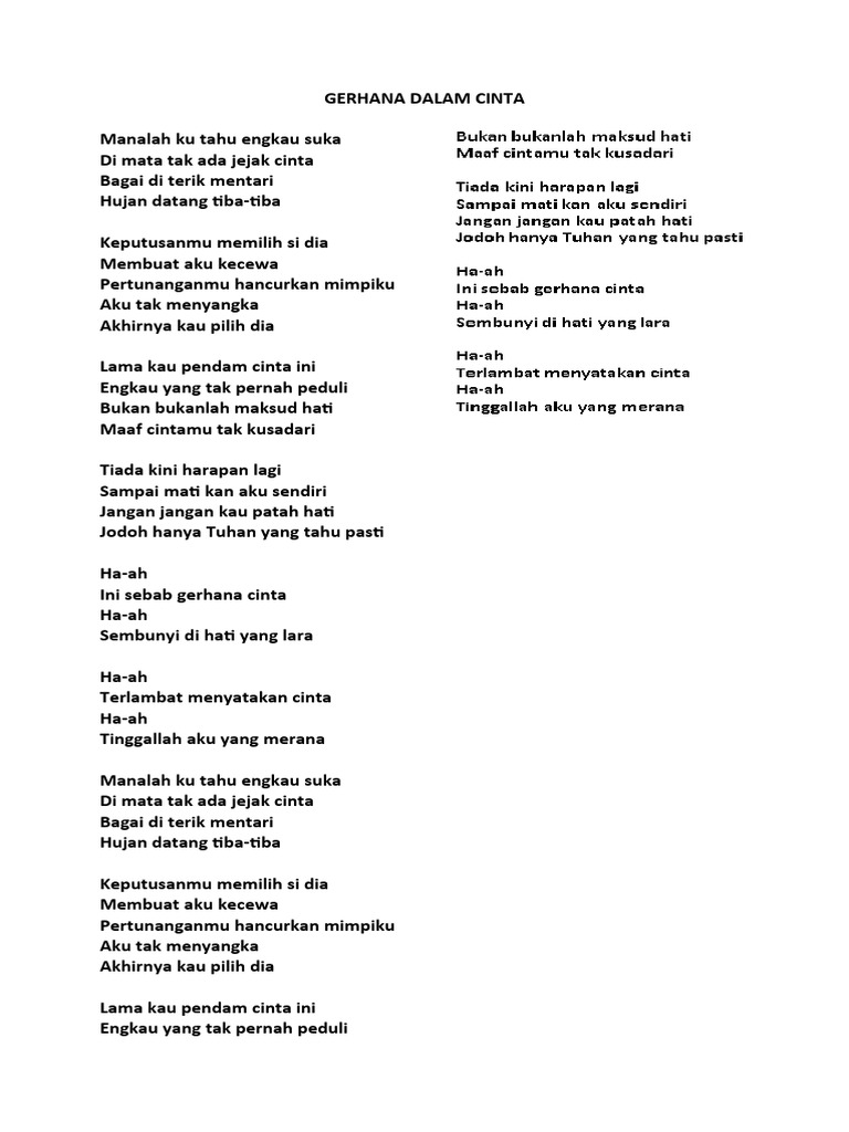 Lirik Lagu Dangdut | PDF | Puisi