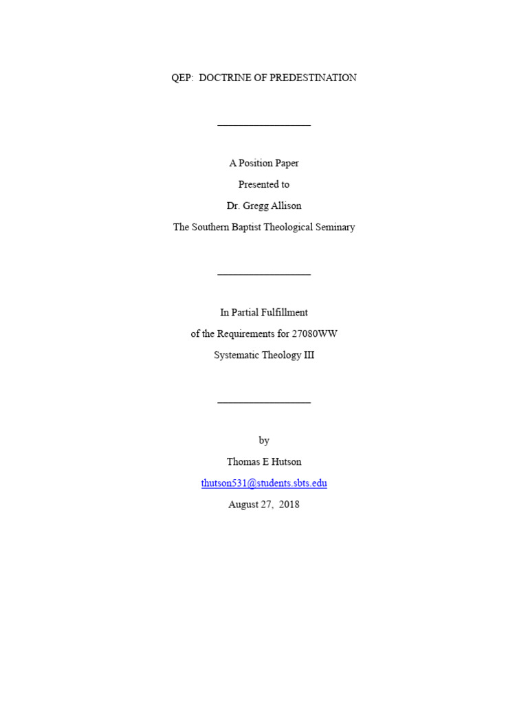 Doctrine of Predestination | PDF | Predestination | Grace In Christianity